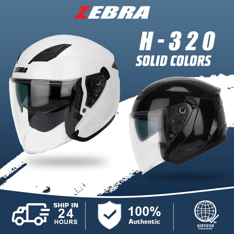 ZEBRA H320 Motorcycle Helmets Half Face Motor Helmet Dual Visor ...
