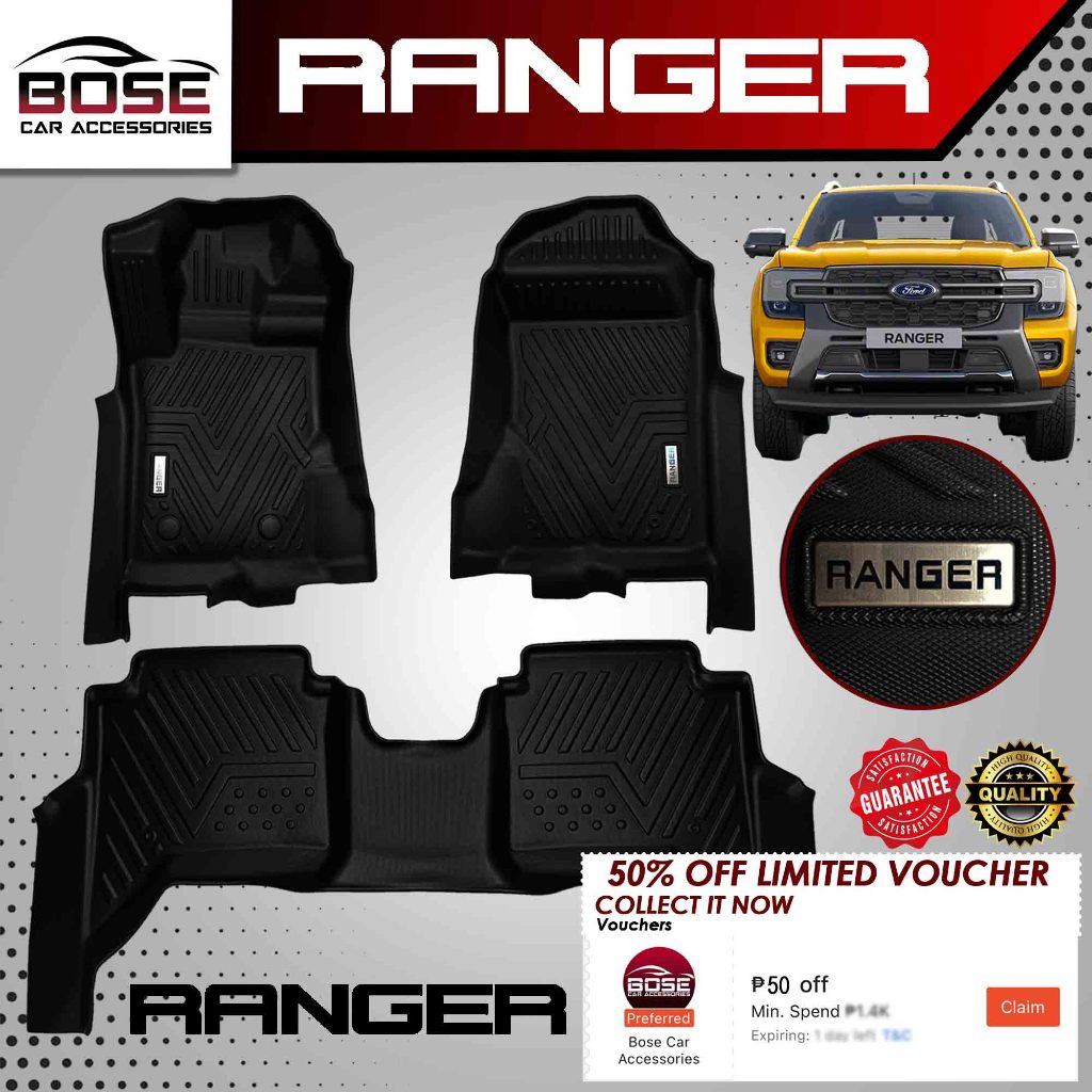 TPE / 5D / 5D Diamond Deep Dish matting for Ford Ranger T6 T7 T8 ...