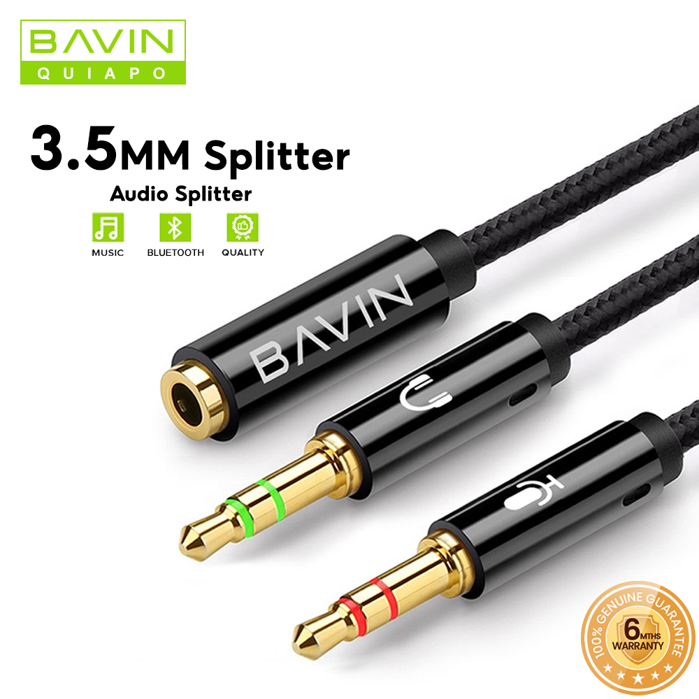 BAVIN AUX22 Audio Splitter Earphone Adapter AUX 3.5mm Cable Y Splitter ...