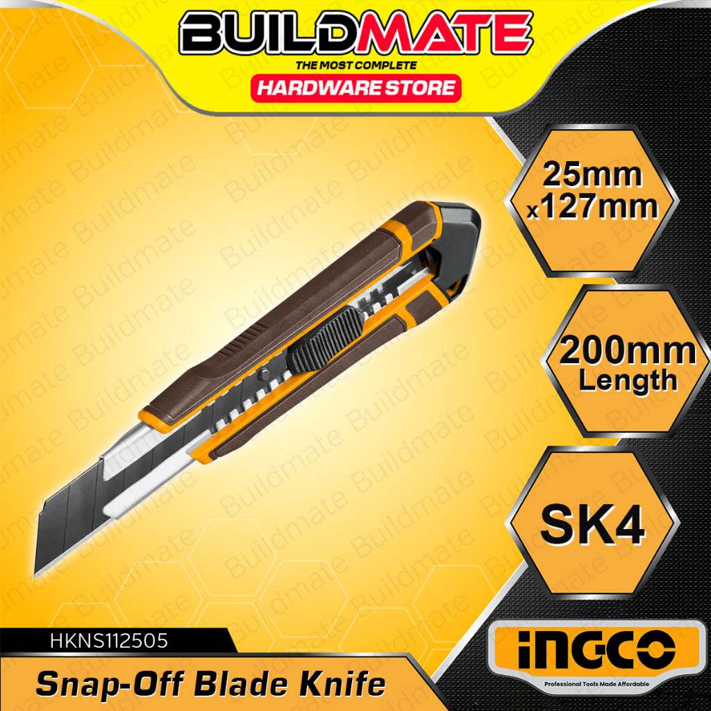 BUILDMATE Ingco Snap Off Blade Knife 18mmx100mm / 25mmx127mm with SK5 ...