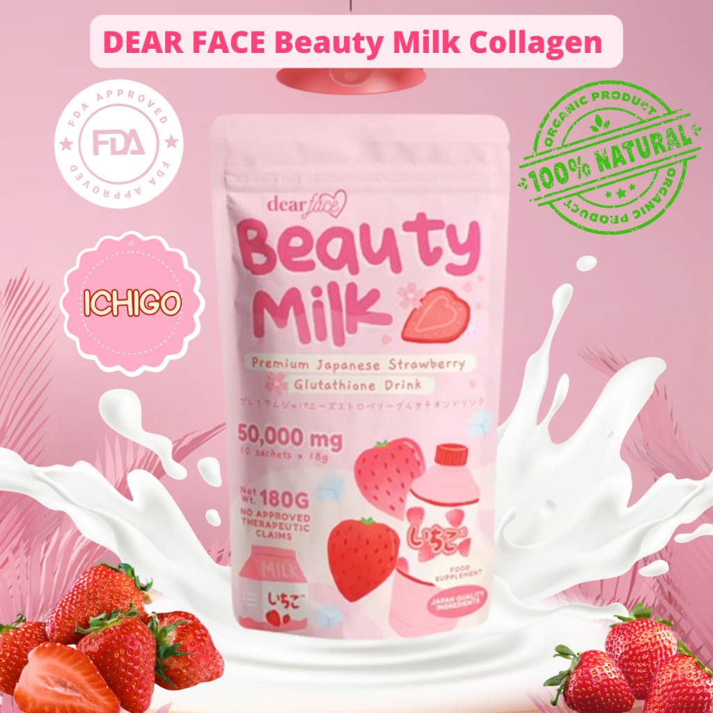 Beauty Milk Collagen DEAR FACE Drink FDA Approved 10 Sachets 180g ...