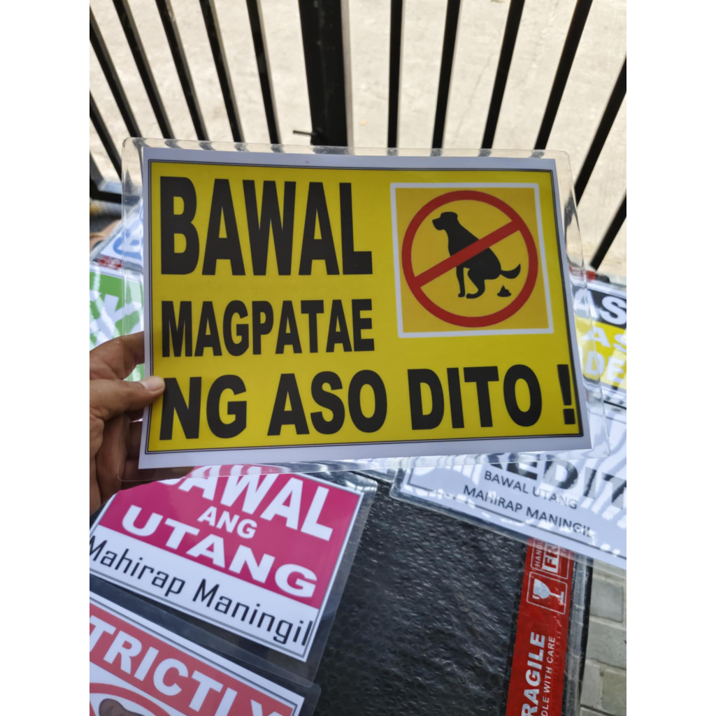 BAWAL MAGPATAE NG ASO DITO signage A4 size | Shopee Philippines