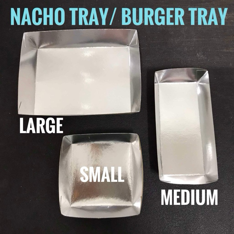 25pcs Nacho Tray Siopao Tray Burger Tray Silver Laminated | Shopee ...