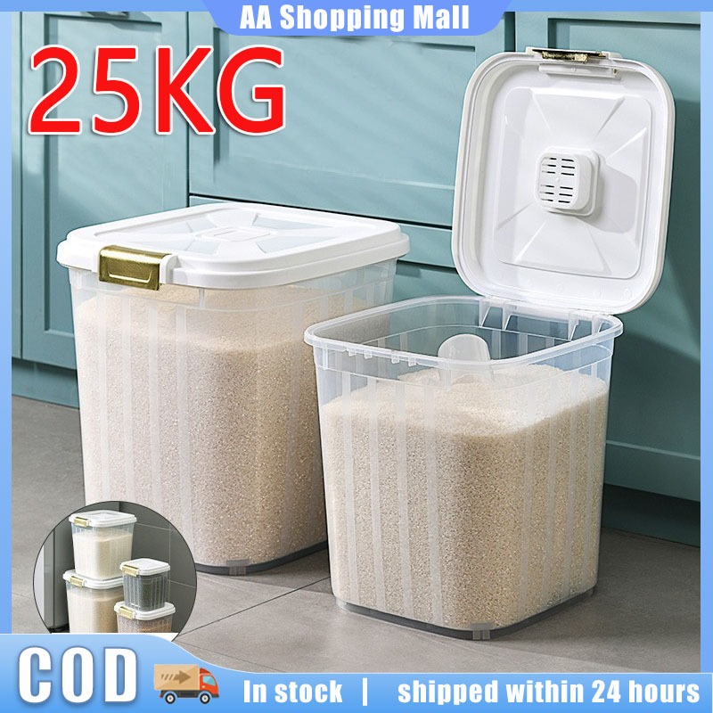 25 Kg Rice Dispenser Food Container Kitchen Bucket Rice Storage Box ...