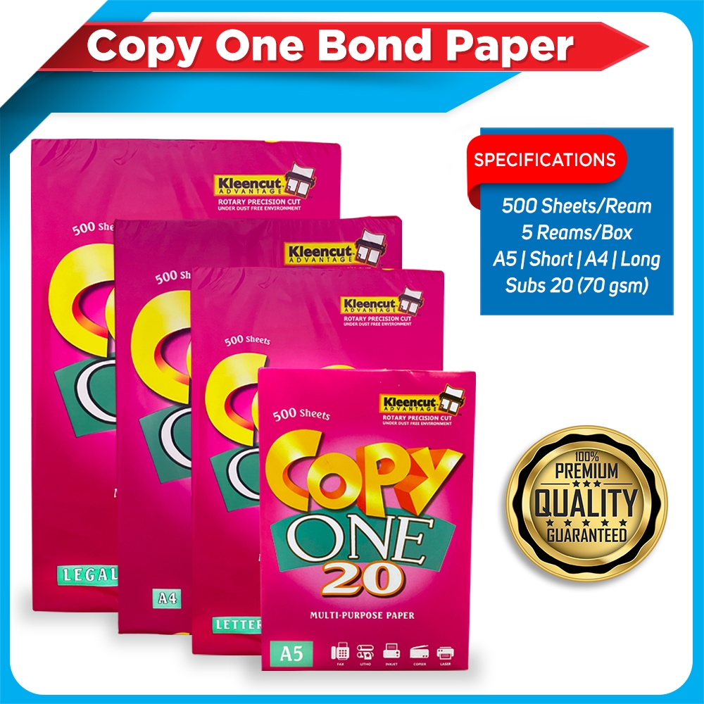 Copy One Bond Paper 70GSM Substance 20 (500 sheets per ream) || A4 ...