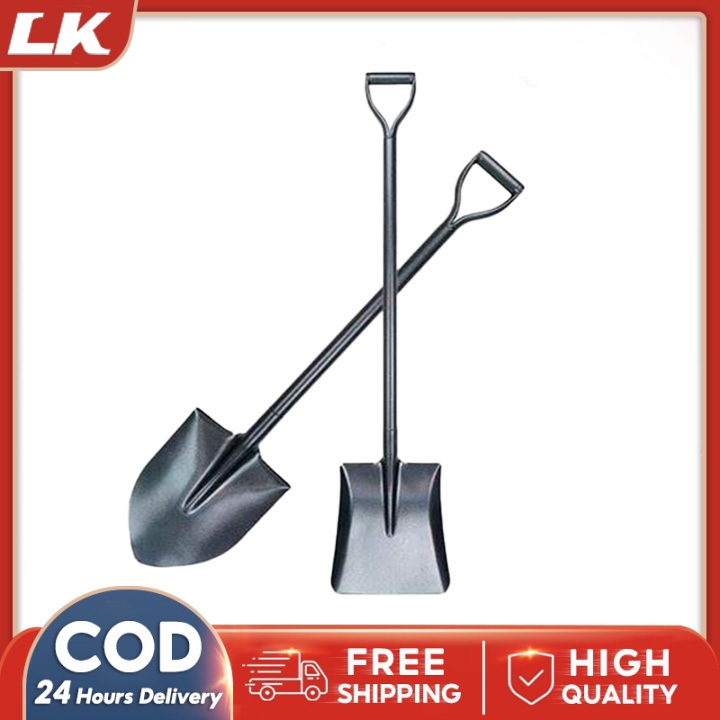 All Steel Shovel Heavy Duty Round Point And Square With D-Handle For ...
