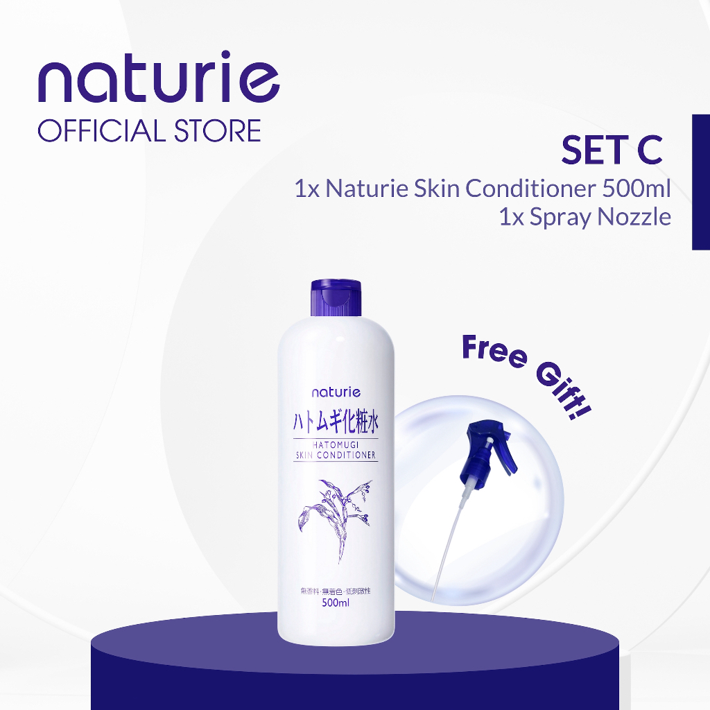 One (1) Naturie Hatomugi Skin Toner 500ml with FREE One (1) Spray Nozzle.Glass Skin Made in ...