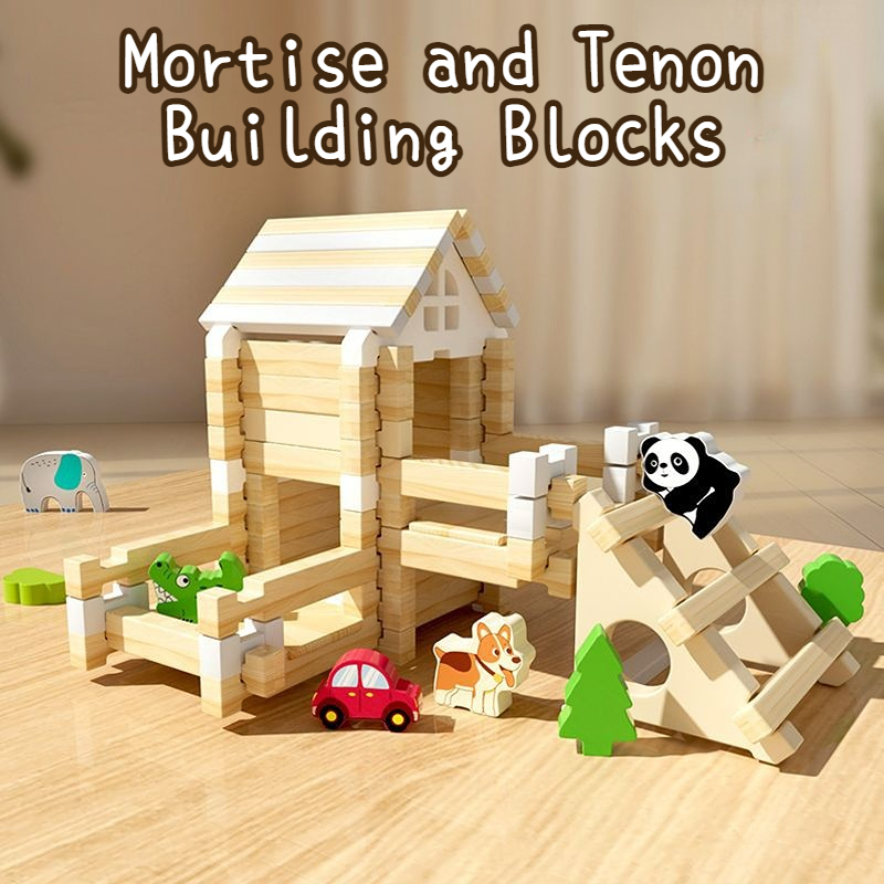 Building Blocks Toys for Kids Boys/Girls Classic Wooden Mortise And ...