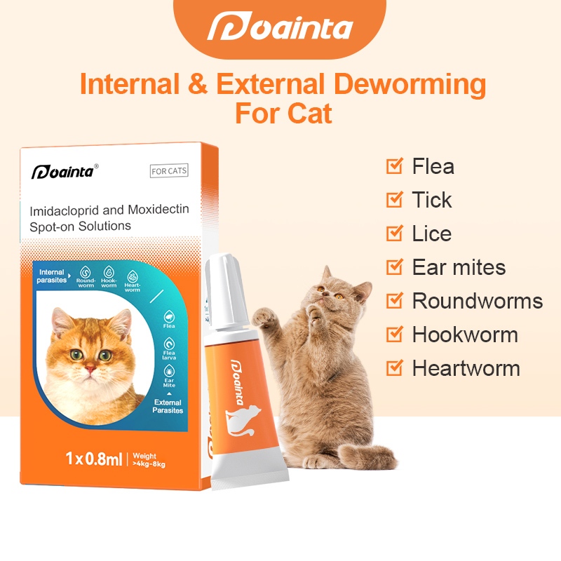 PUAINTA 2 In 1 Deworming for Cats Anti Flea and Tick Remove Earmites ...