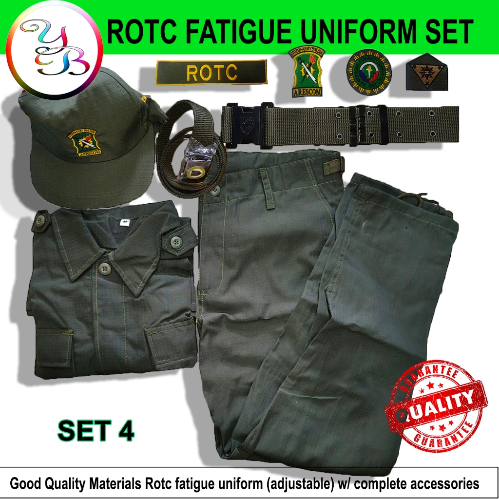 Rotc Fatigue uniform adjustable with complete accessories and patches ...