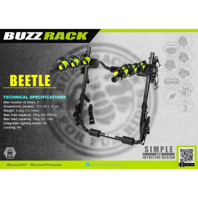 Buzzrack Beetle Bike Rack 3bike carrier trunk mount | Shopee Philippines