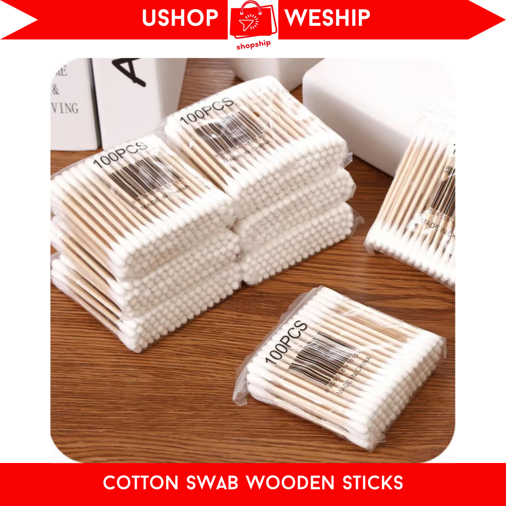 ShopShip 100 pcs Cotton Swabs Wooden Stick | Shopee Philippines