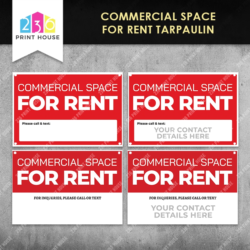 COMMERCIAL SPACE FOR RENT Tarpaulin Banner • FREE Eyelets • Commercial ...