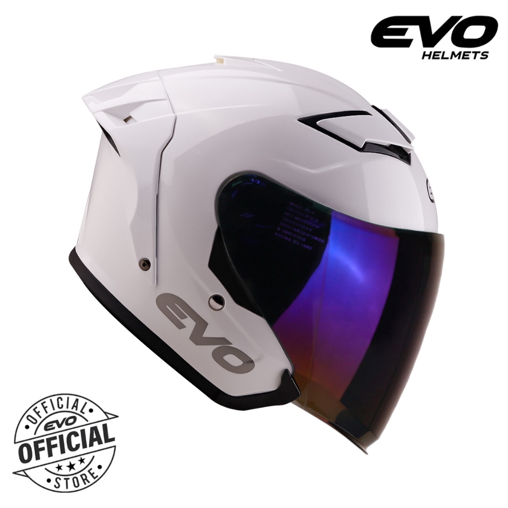 EVO TR-X Plain Half Face Dual Visor Motorcycle Helmet With Free Clear ...