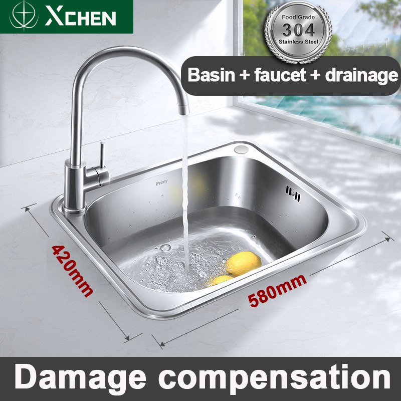 【24-hour fast delivery 】304 kitchen sink Embedded Installation-free 58 ...