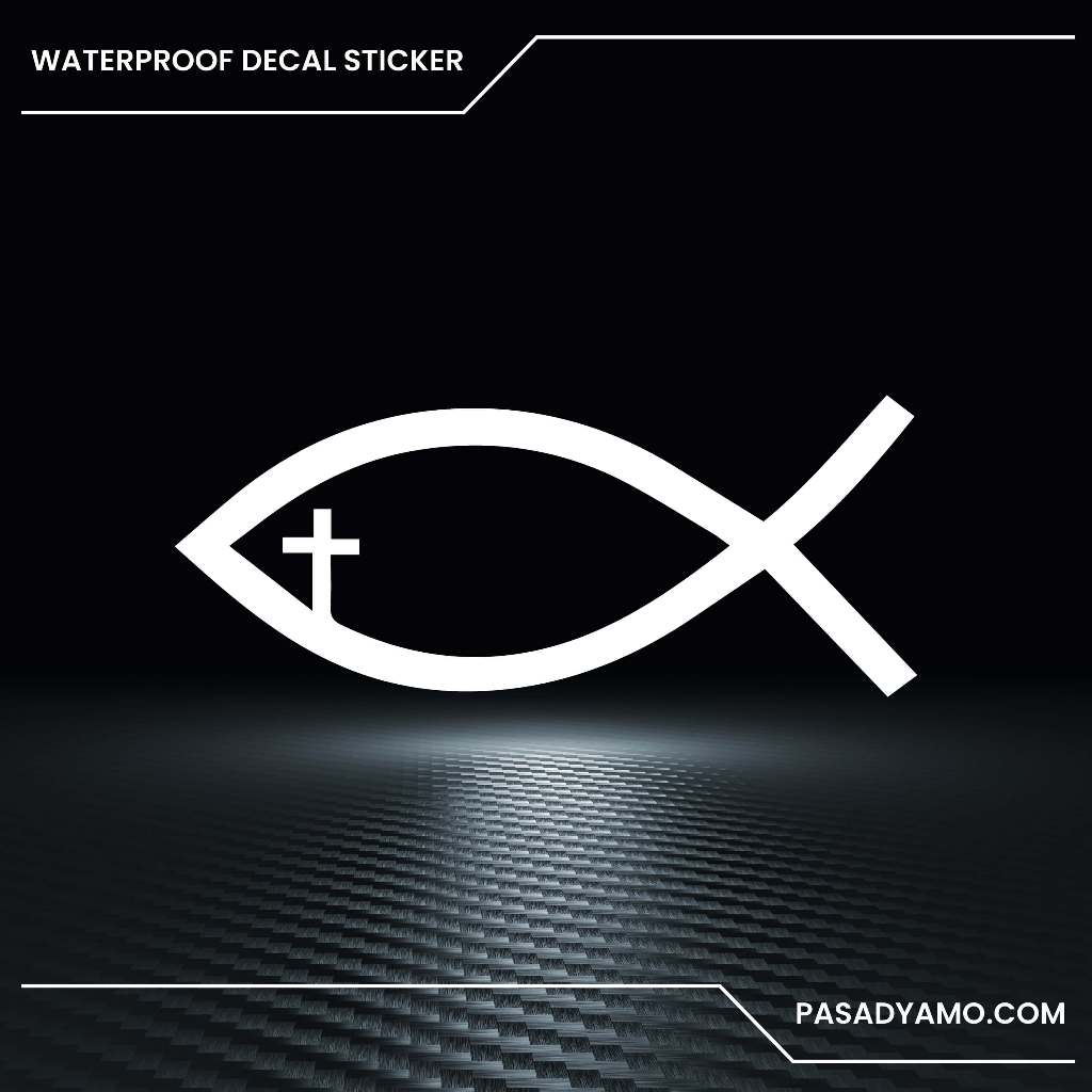 Jesus Fish Ichthys Christian Cross Sticker for Cars Motorcycles Laptops ...
