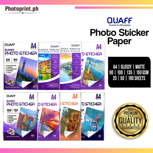 QUAFF Photo Sticker Paper Glossy 90Gsm & 135Gsm A4 Size - 20 Sheets ...