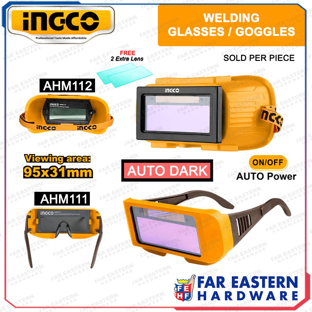 INGCO Welding Glasses | Goggles Auto Dark Darkening AHM112 | AHM112 ...
