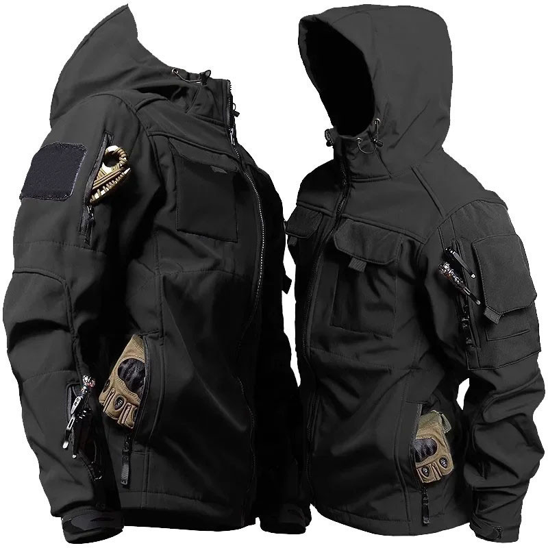 Men's Outdoor Waterproof Jacket Multi-Pocket Tactical Jacket Hooded ...