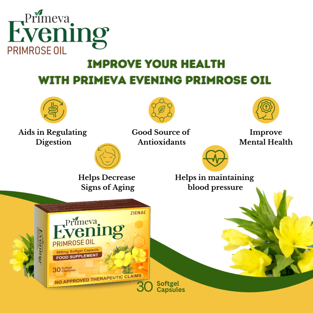 PRIMEVA Evening Primrose 500mg Softgel - Blood Pressure Support ...
