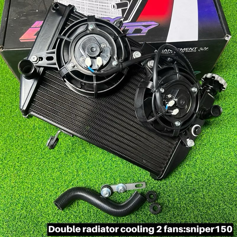 LEO RACING DOUBLE RADIATOR COOLING 2 FANS WATER TANK ASSY CONDENSER ...