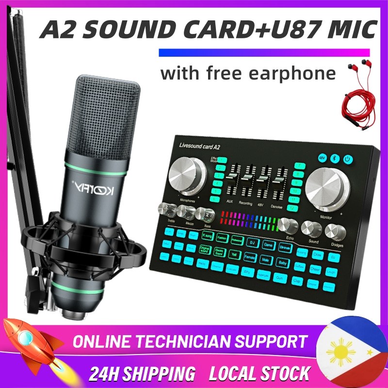 Get 2 Gifts Podcast Equipment A2 Live Sound Card complete Set With ...