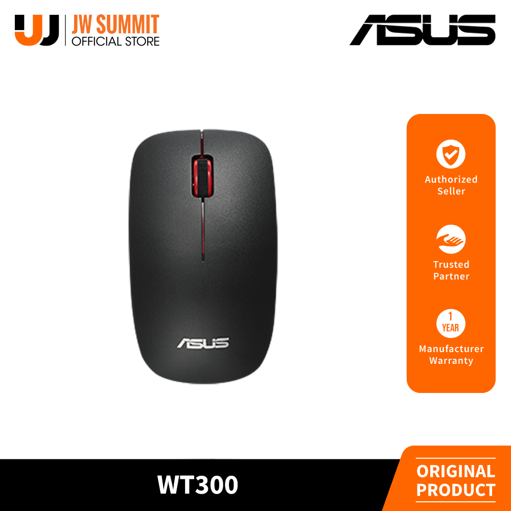 Asus WT300 Black-Red 1000 & 1600 DPI 2.4GHz Ergonomic Compact Wireless Optical Mouse | Shopee ...