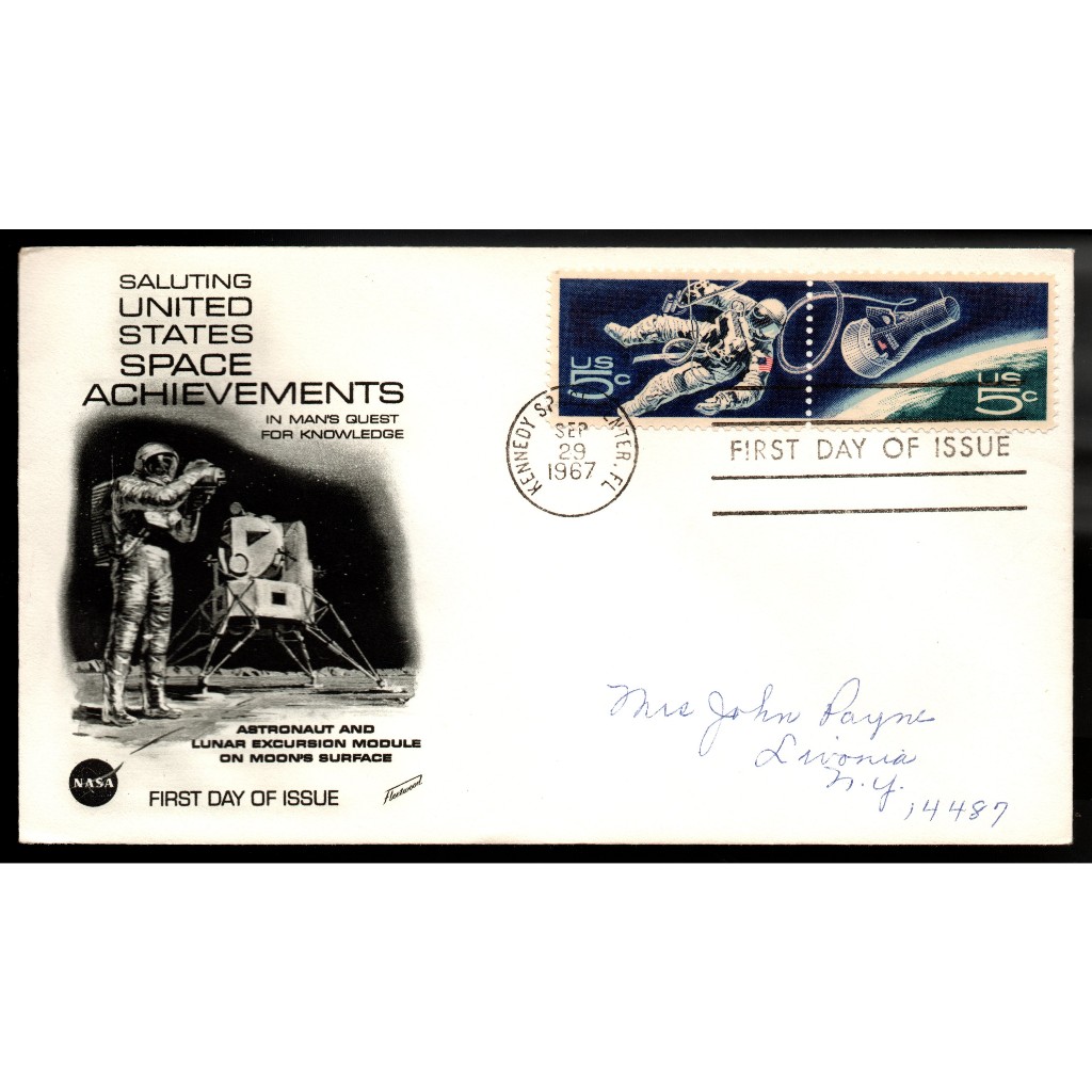 1967 FDC Cachet's AMERICANA Space Lunar Module Nasa with Matching ...