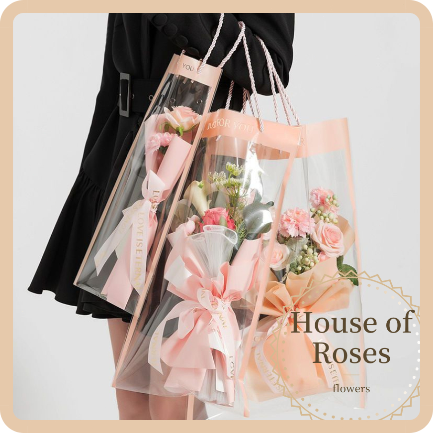 S/M Transparent tote bag bouquet gift bag fresh flowers waterproof ...