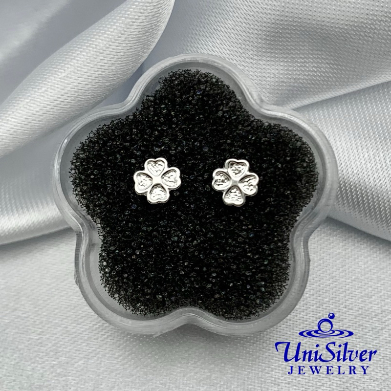 UNISILVER 925 Sterling Silver Lucky Four-Leaf Clover Stud Earring For Womem (LE985-1001 ...