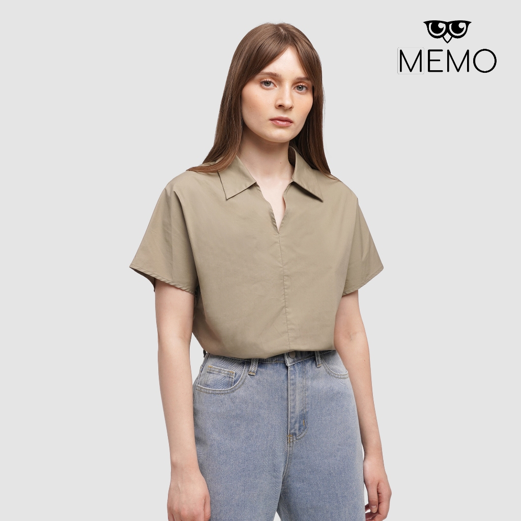 Memo Shirt With Gartered Waistband For Women (Olive) | Shopee Philippines