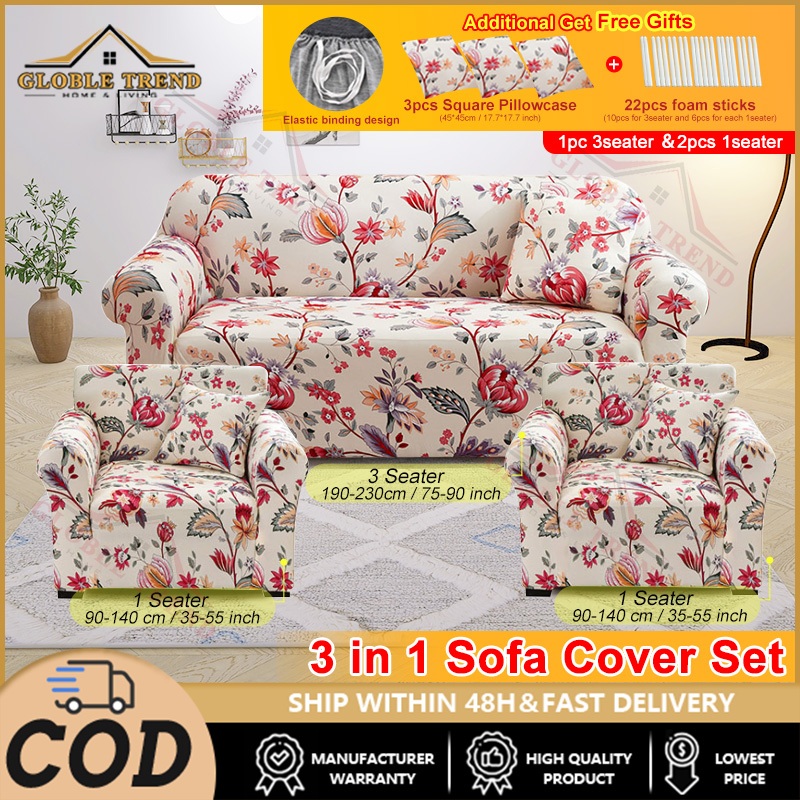 3 in 1 Sofa Cover Set 2 Single and 1 3seater Set Sofa Cover Full ...