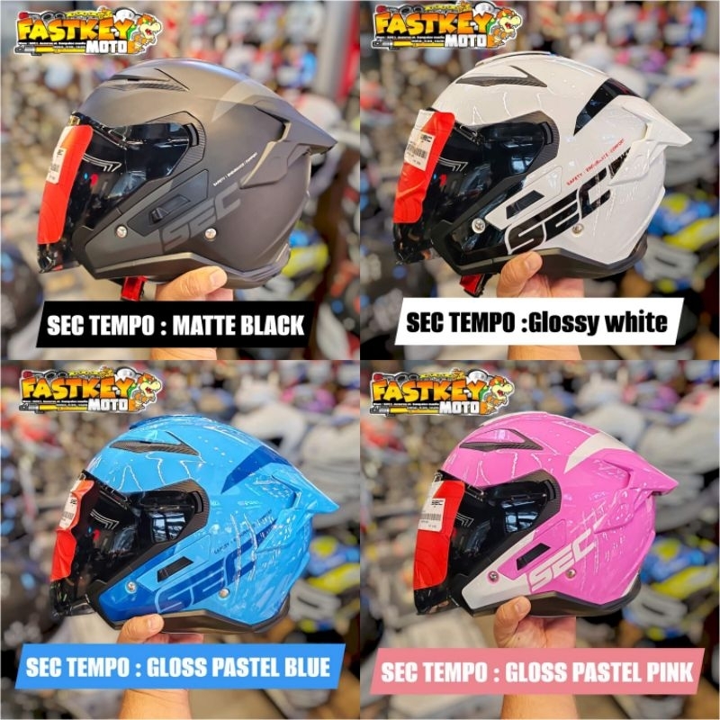 Sec tempo halfface dual visor helmet 2024 | Shopee Philippines
