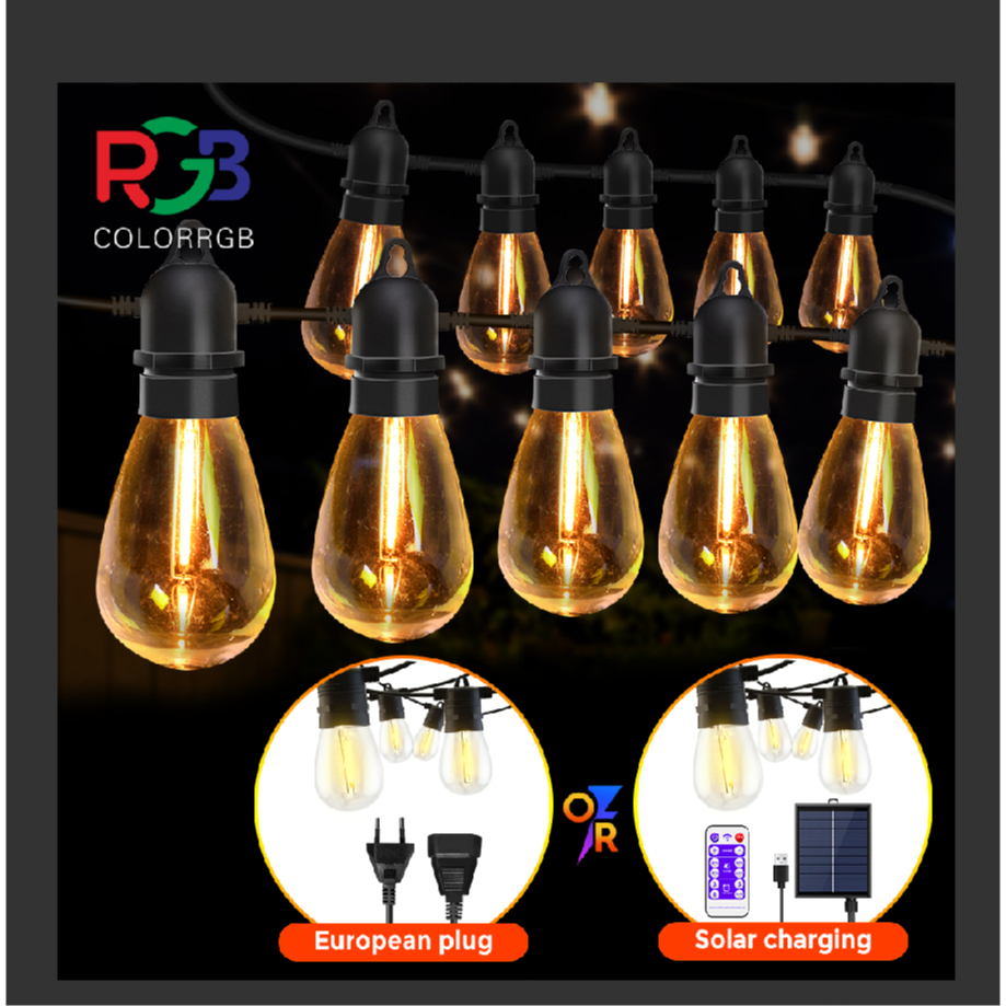 Solar lights outdoor waterproofLED decorate light String Light and plug ...