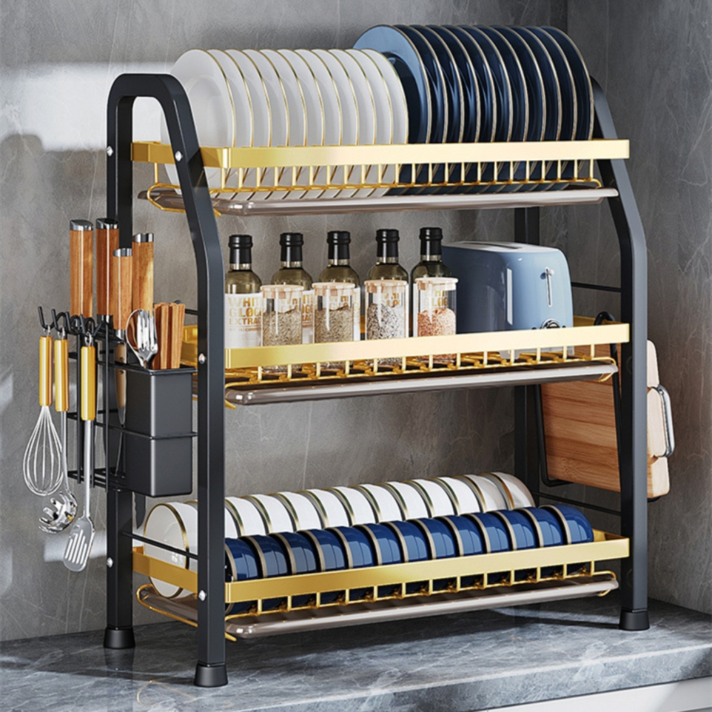 Dish Organizer Dish Drying Rack Kitchen Countertop Plate Organizer Dish ...