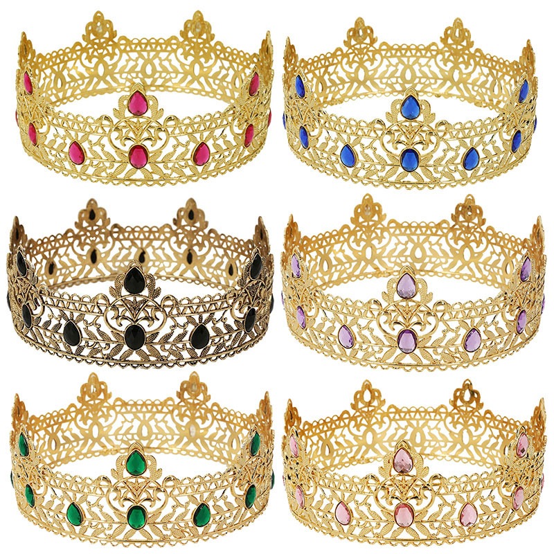 Metal Male Crown Retro Royal Full Round King Crown for Men Women Unisex ...