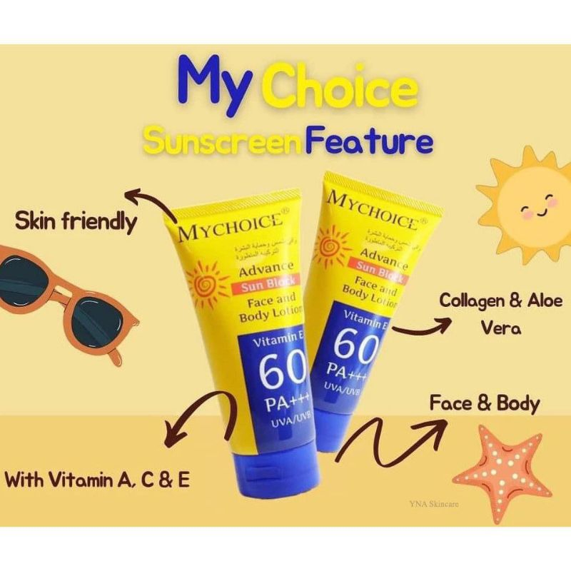 MYCHOICE ADVANCE SUNBLOC/SUNSCREEN FACE AND BODY LOTION 60PA+++ UVA ...