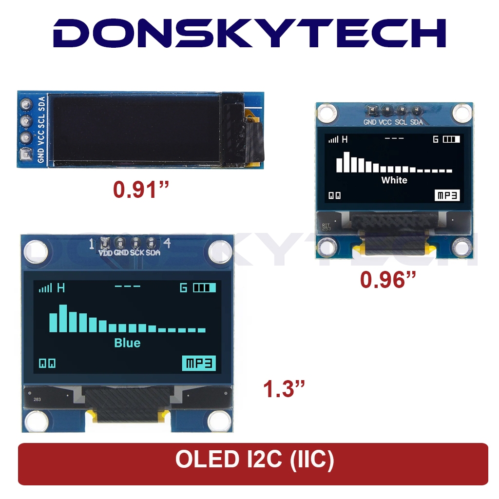 Oled I2C IIC Module LCD LED Display Screen 0.91 0.96 1.3 Inch SSD1306 ...