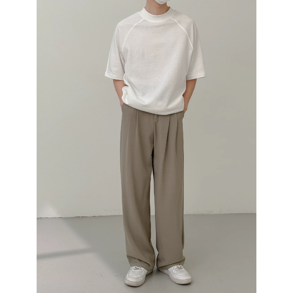 Mannered Wide Leg Pants for Men Straight Cut Loose Look Korean Trousers ...