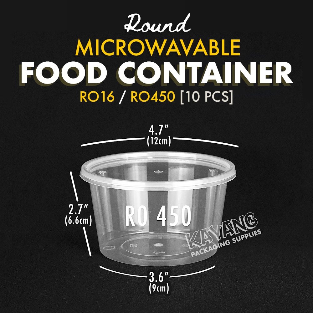 [10pcs] RO450 (RO16) Round Microwavable Food Container Tub (450ml ...