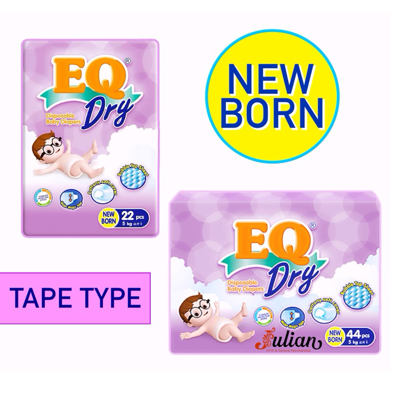 EQ DRY Disposable Baby Diapers 22pcs 44pcs for Newborns, Infants, and ...