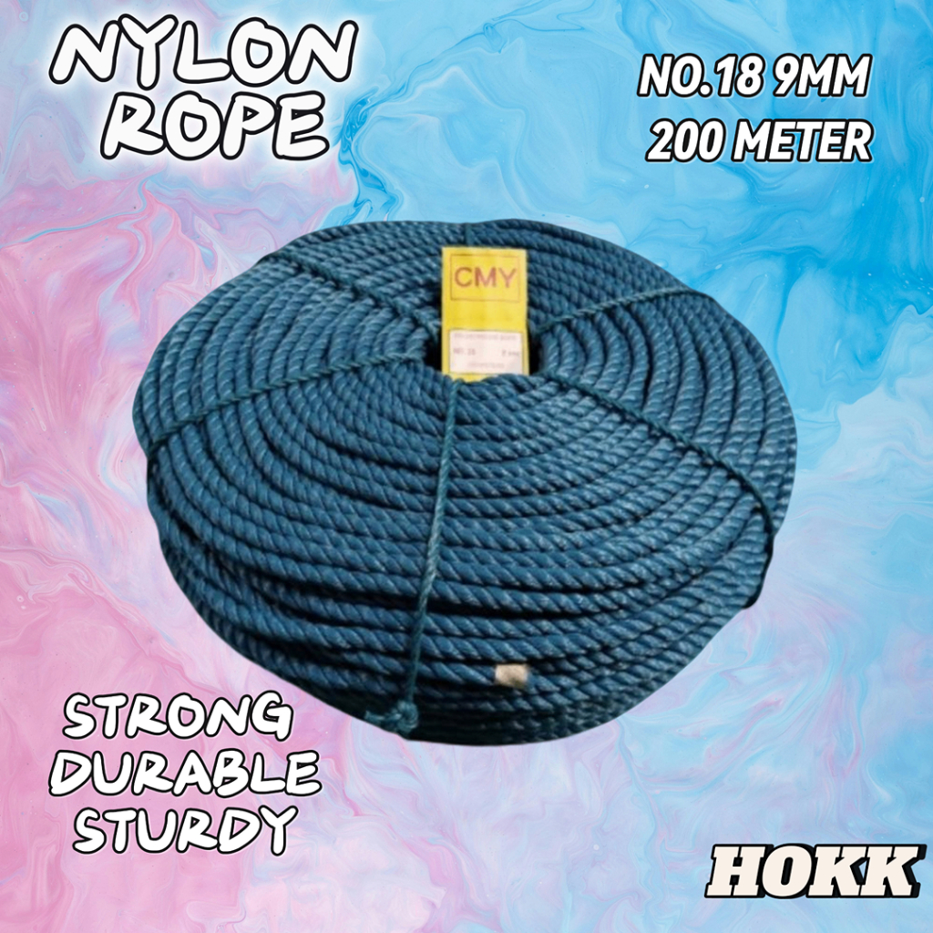 #18 9mm YELLOW/BLUE POLYETHYLENE ROPE (200 Meters)/NYLON ROPE/LUBID ...