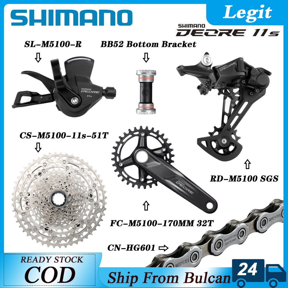 Shimano DEORE M5100 11 Speed MTB Shifter Rear Derailleur Groupset 170mm Crankset 32T Cassette 42 ...