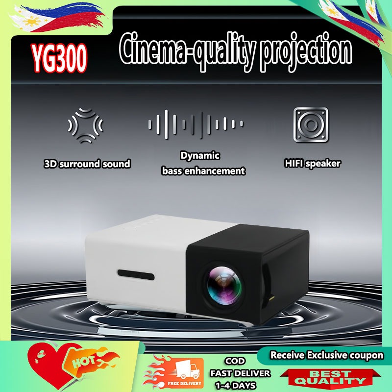 YG300 Portable projector LED home mini high-definition 1080P wireless ...