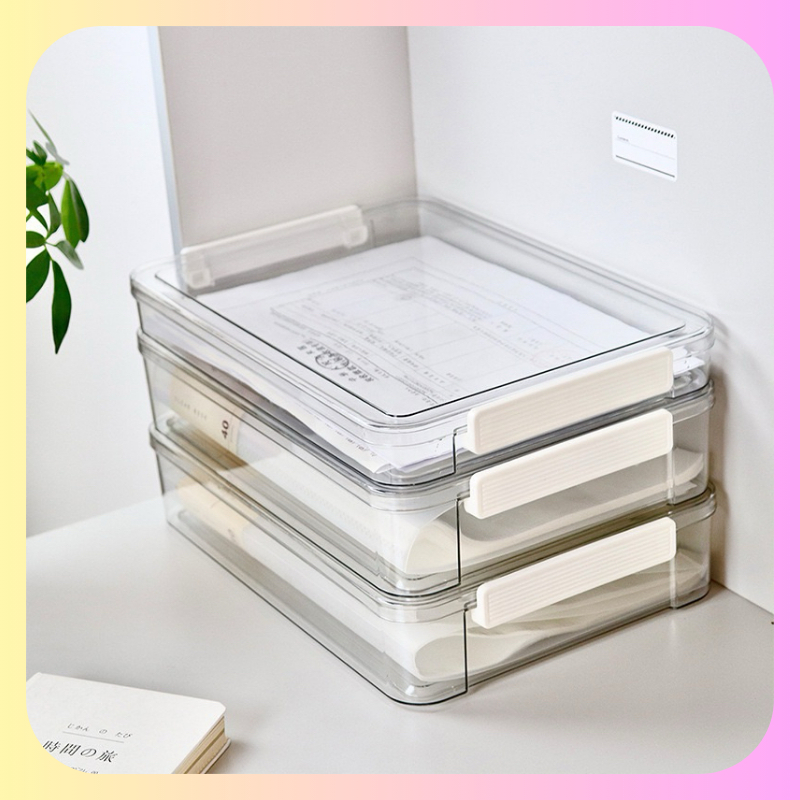 Desk Organizer Paper File Box Acrylic Organizer Storage Box Documents ...