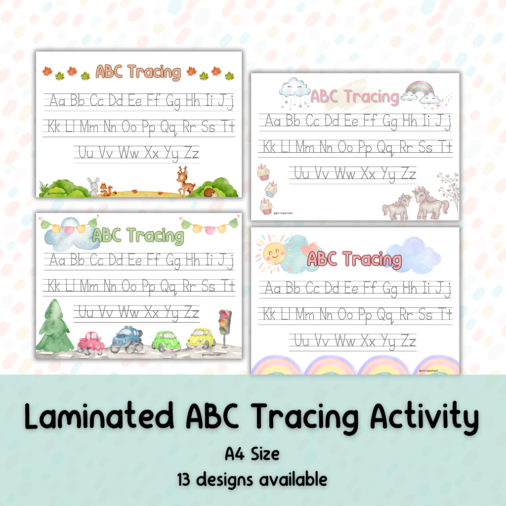 ABC Tracing Board - A4 Size (Laminated) - With free marker! | Shopee ...