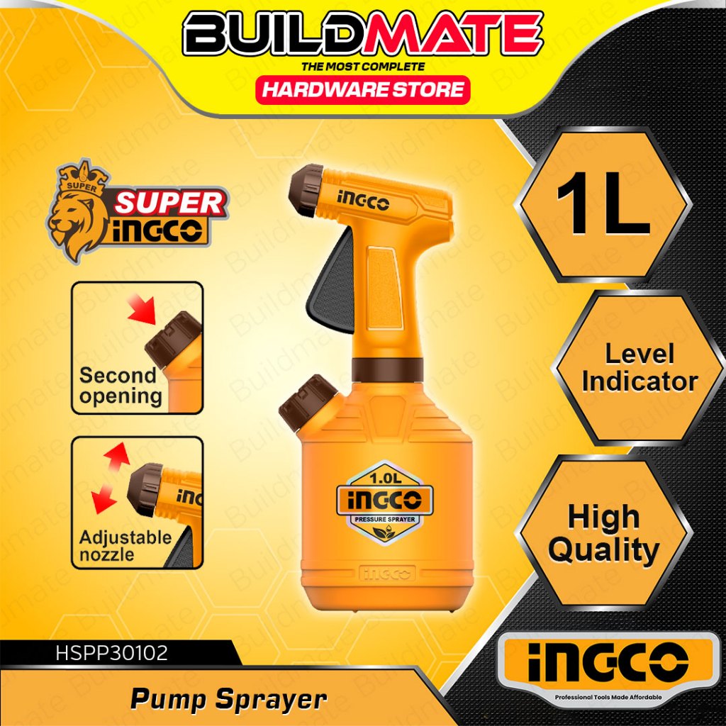 BUILDMATE Ingco 1L Pump Sprayer with Nozzle Portable Jet and Mist ...