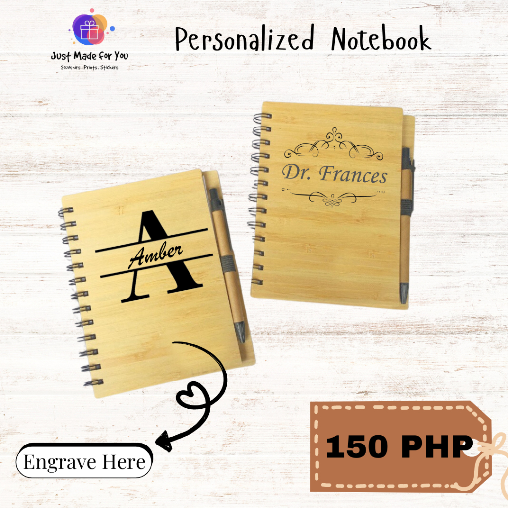 Personalized Wooden Notebook with Pen (Engraved) | Shopee Philippines