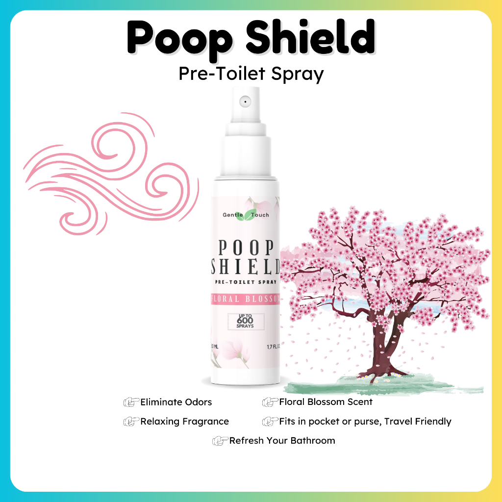 FLORAL BLOSSOM Poop Shield Pre-Toilet Deodorizer Spray Odor Buster Air ...