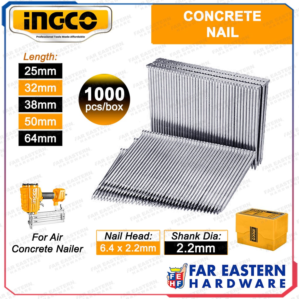INGCO Concrete Nail for Air Nailer 1000pcs/box 18mm 25mm | 32mm | 38mm ...